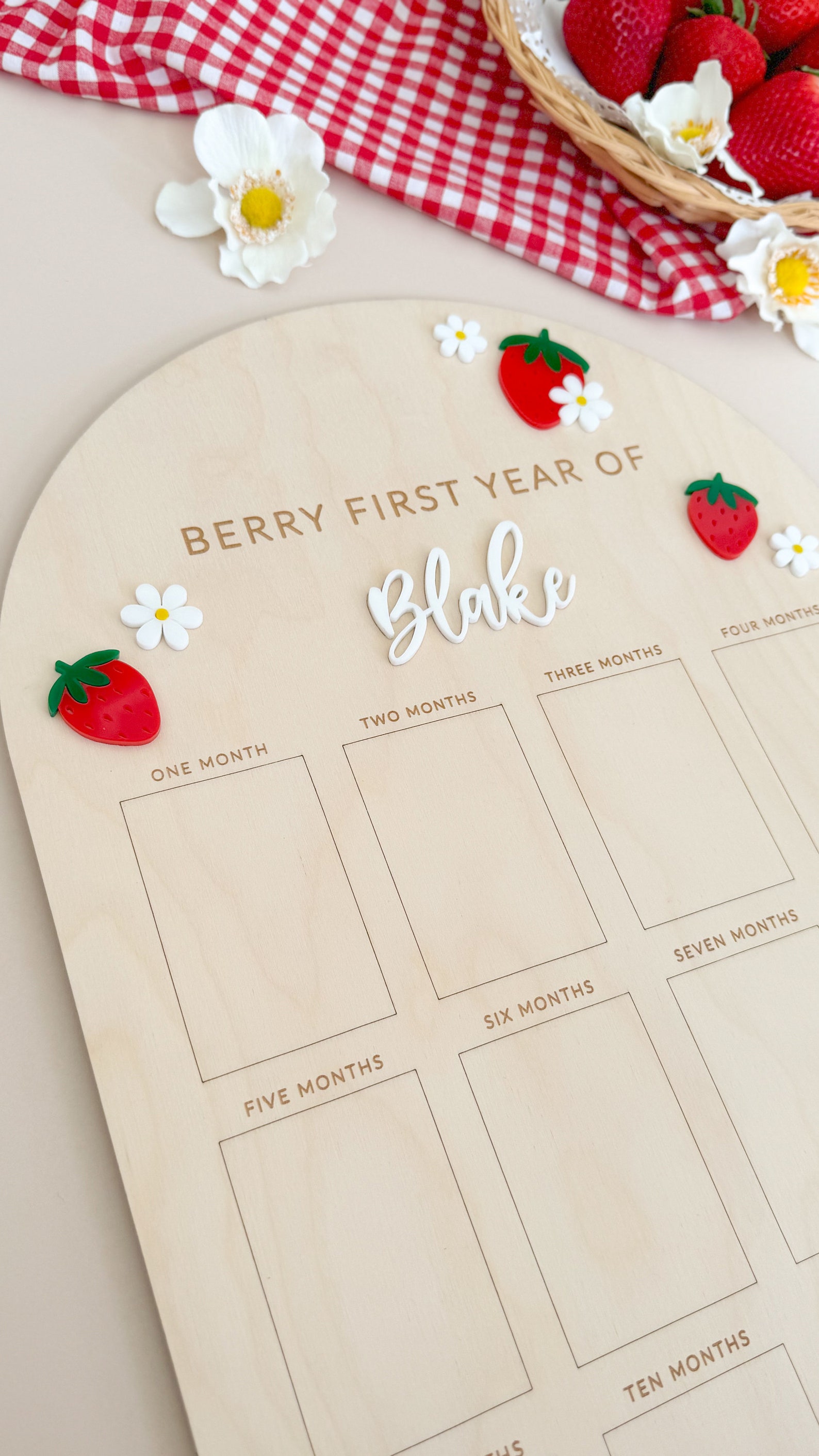 First Year Birthday Board My First Year Baby Girl Berry First Birthday ...