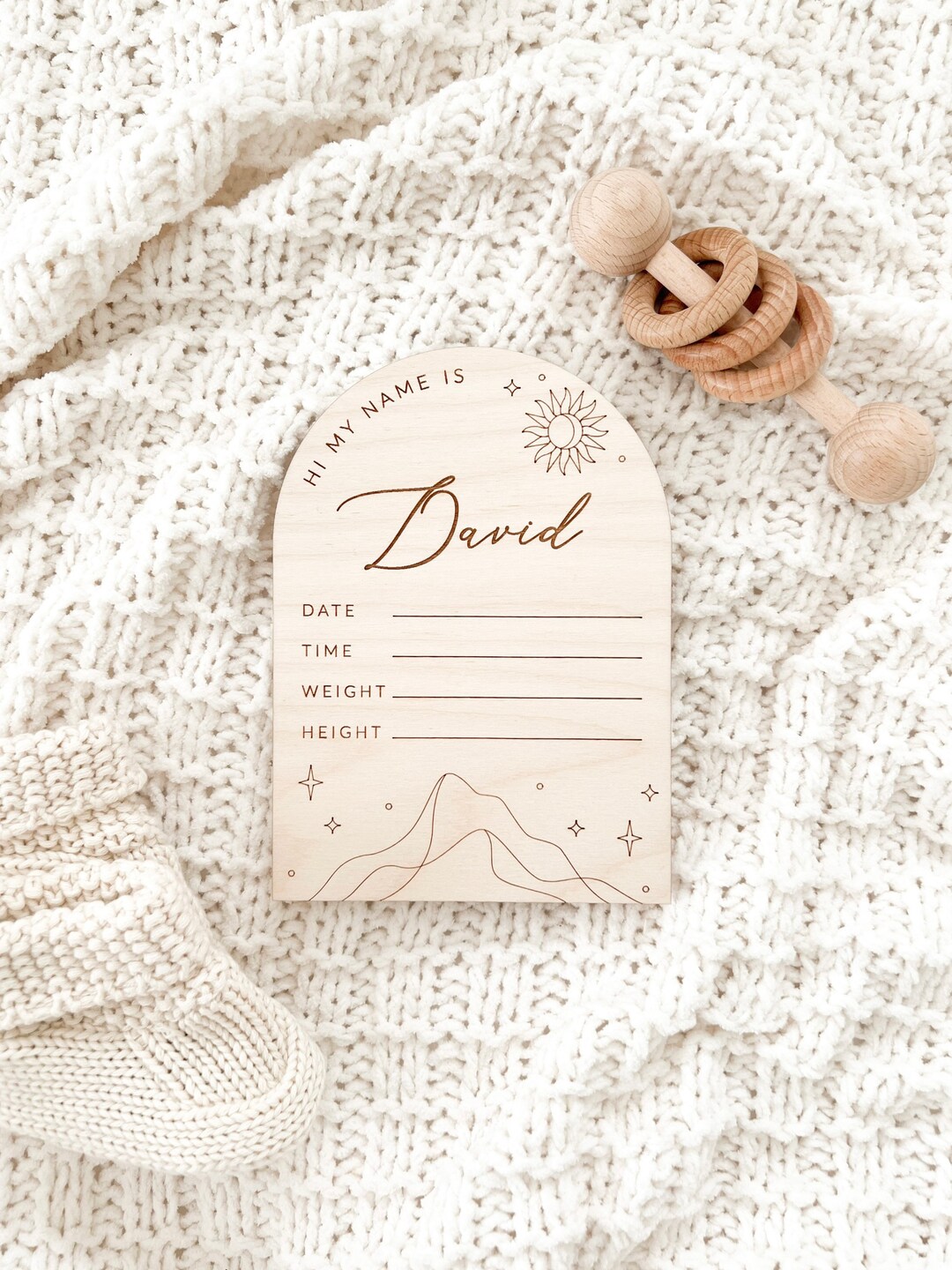 Custom Baby Hospital Birth Stat and Name Announcement Sign, Arch Boho ...