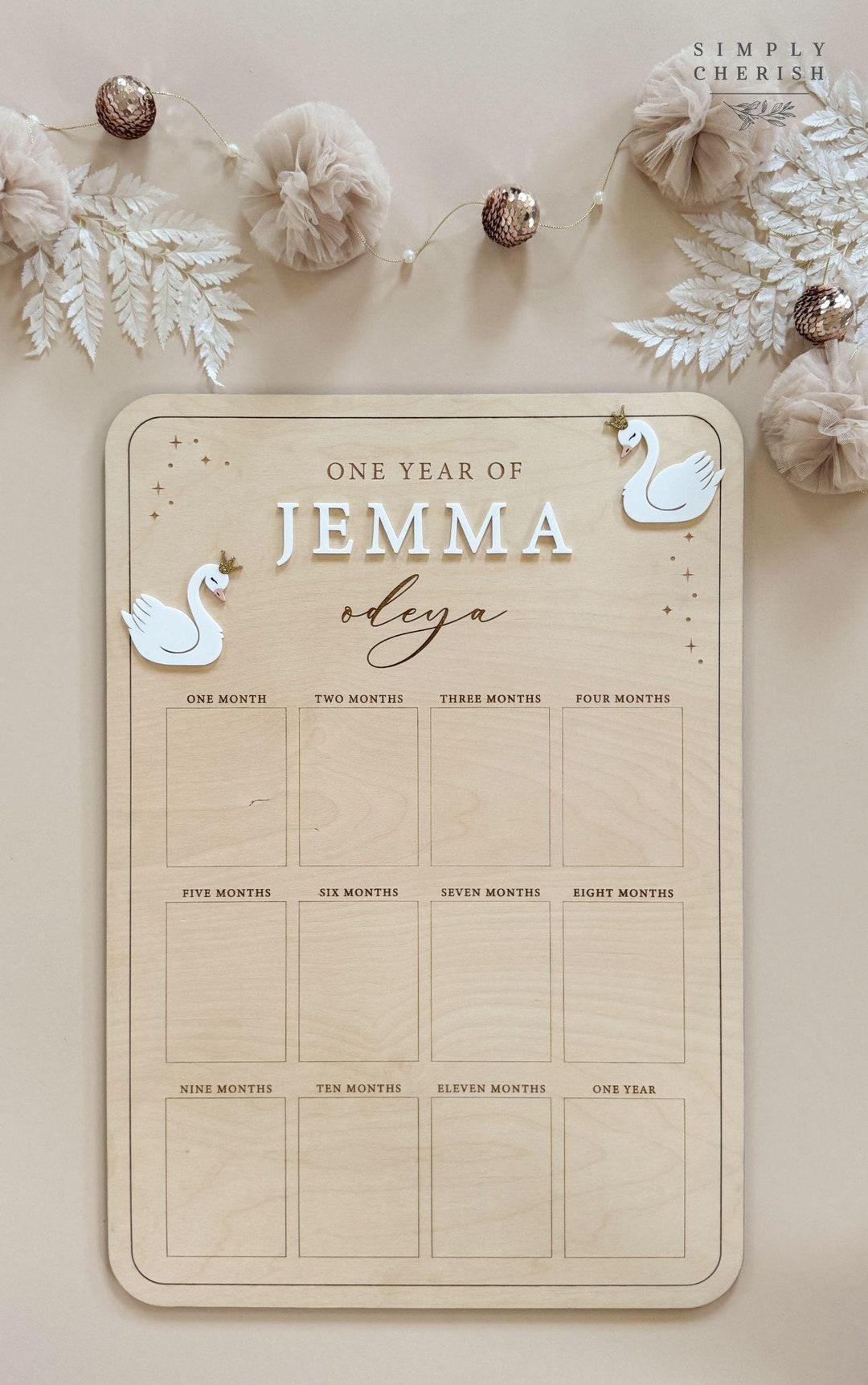 First Year Monthly Birthday Photo Board | My First One Year Birthday ...