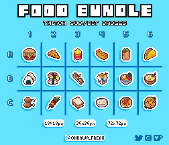 Food Bundle Twitch Sub Bit Badges / Cute Sub Badges / Kawaii / | Etsy
