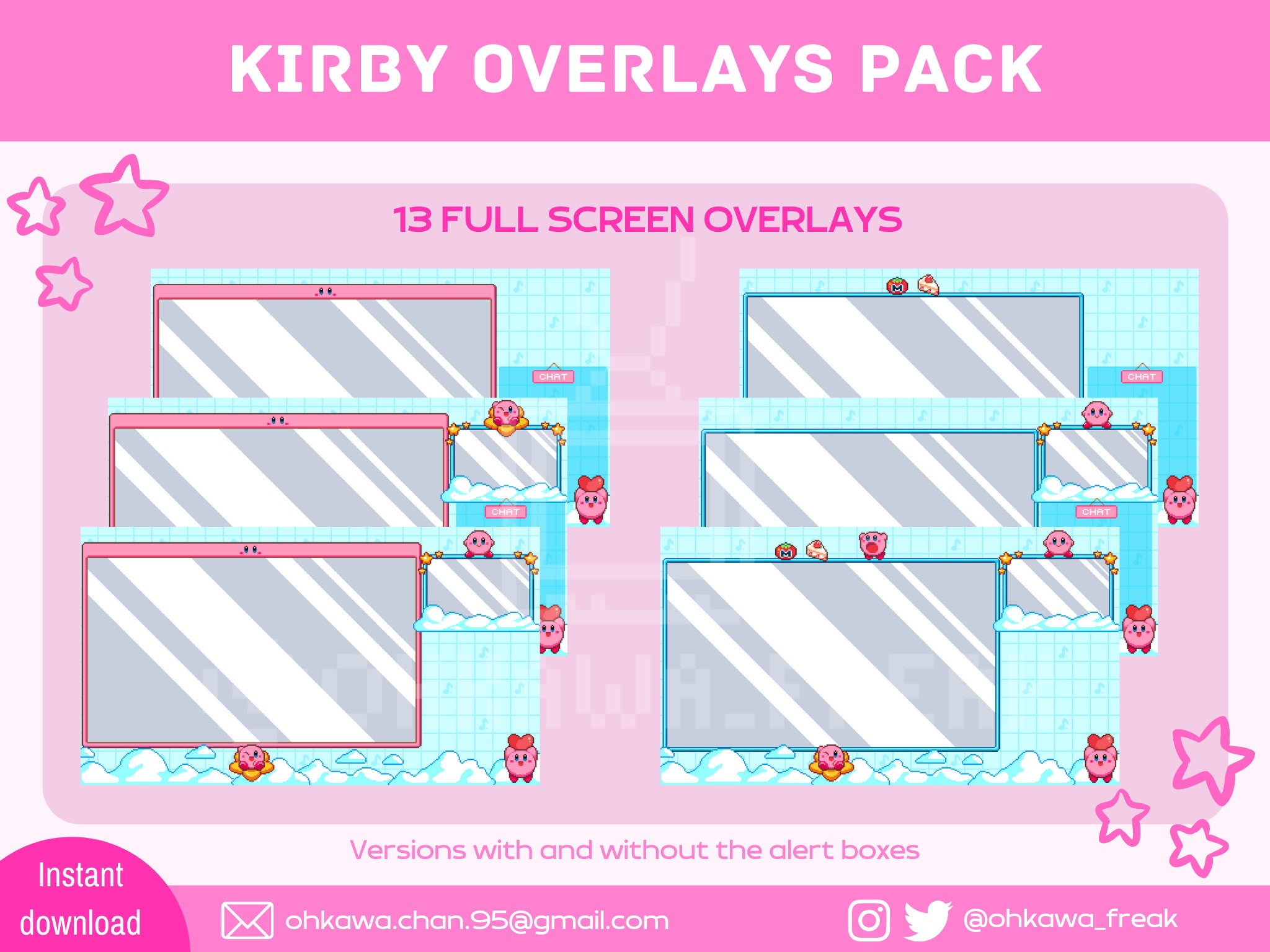 Kirby Stream Overlays / Cute / Kawaii / Pink / Pixel Art - Etsy