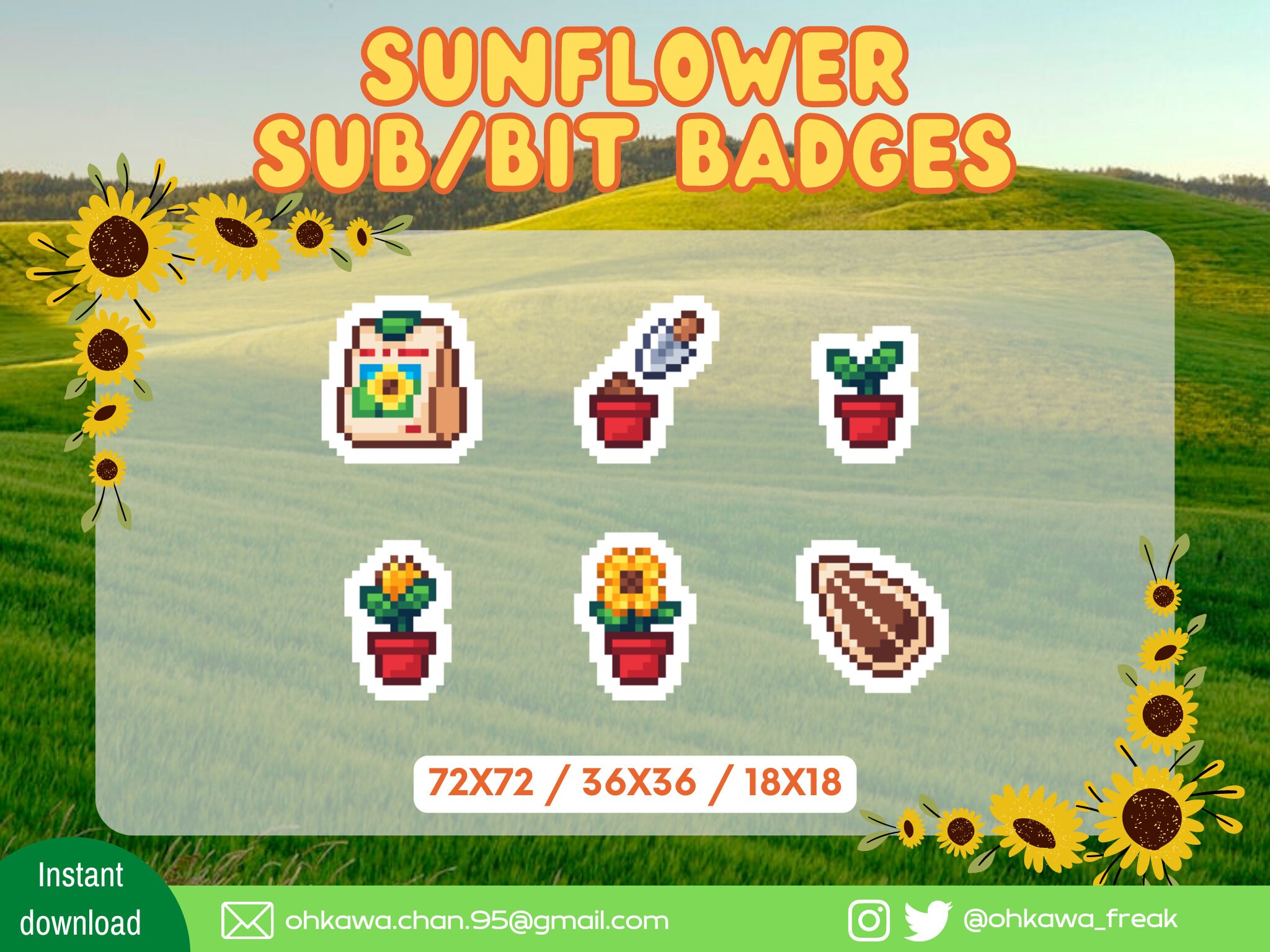 Sunflower Twitch Sub Bit Badges / Plant / Seed / Cute / Streamer ...