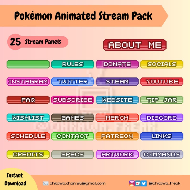 Full Pokémon Animated Stream Pack / Twitch / Youtube / Pixel Art - Etsy