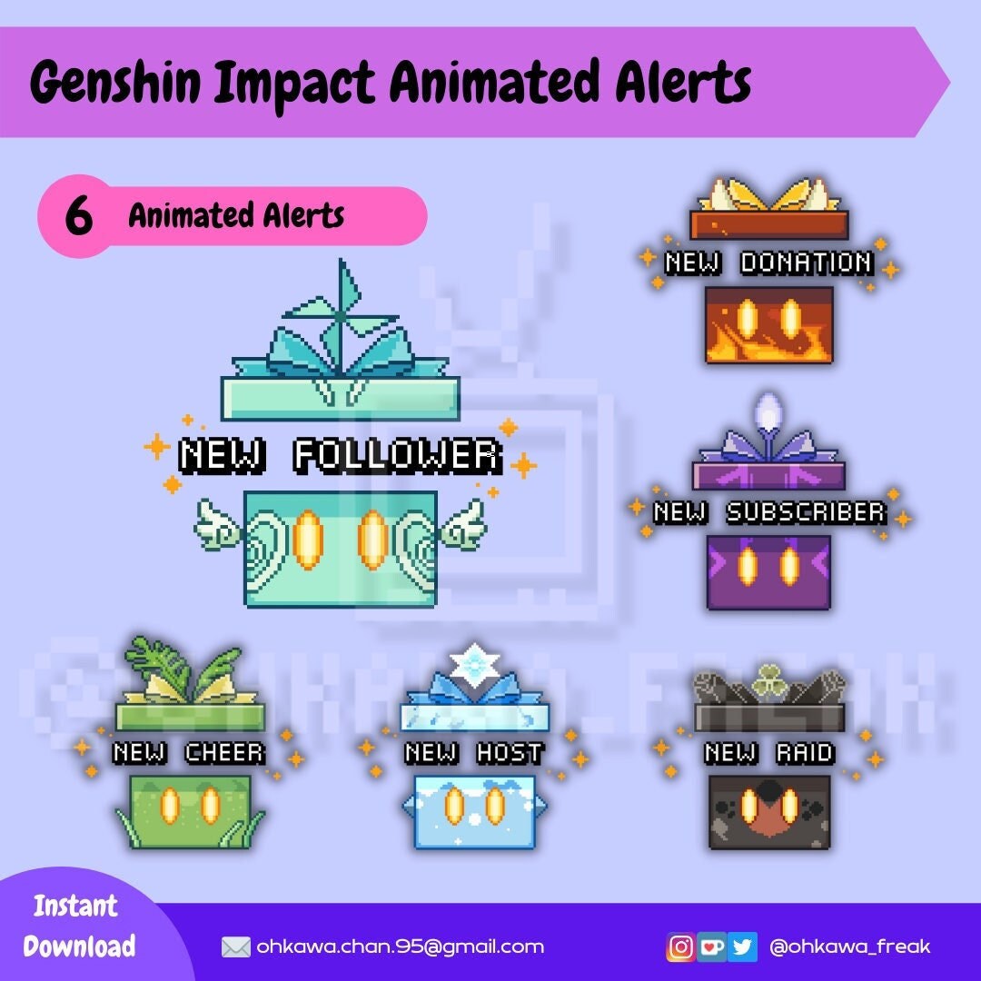 Genshin Impact Animated Alerts / Twitch / Youtube / Pixel Art / Stream ...