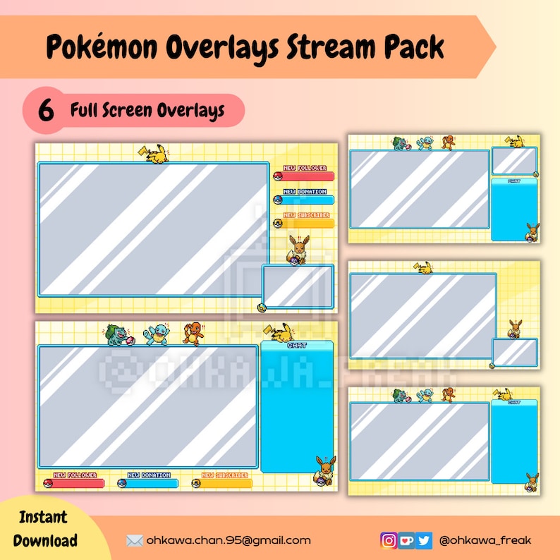 Pokémon Overlays Stream Pack / Twitch / Youtube / Pixel Art - Etsy