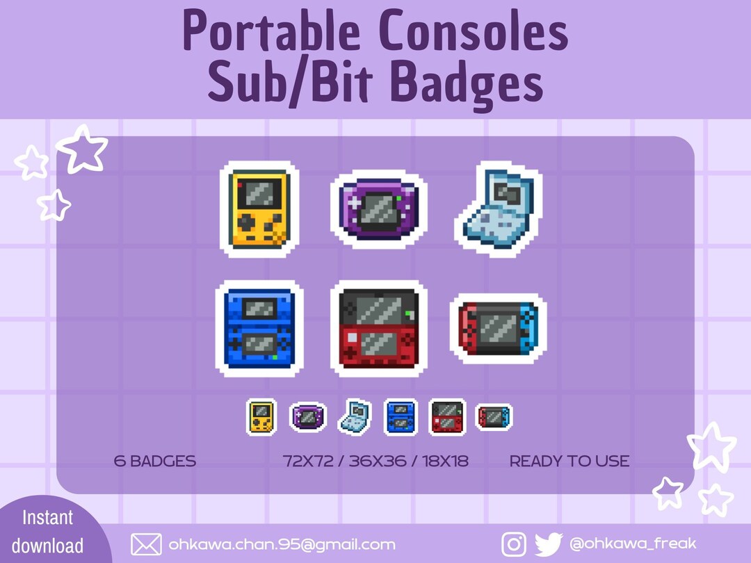 Portable Consoles Twitch Sub Bit Badges / Gameboy / Advance / SP / DS ...