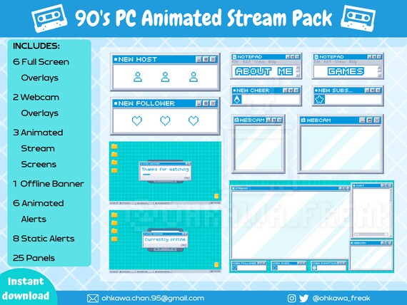 Full 90's PC Animated Stream Package / Retro Windows / | Etsy