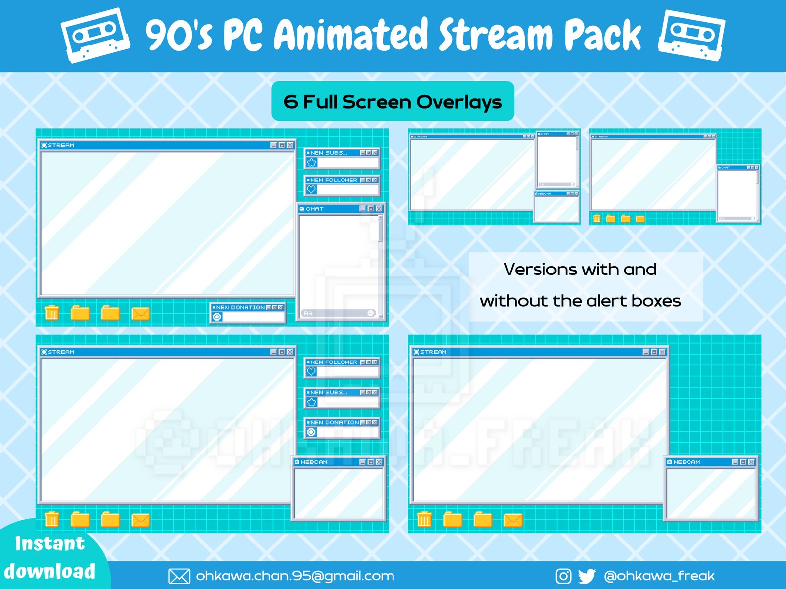Full 90's PC Animated Stream Package / Retro Windows / Computer Screen ...