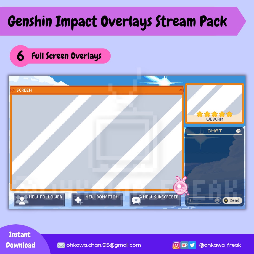 Genshin Impact Overlays Stream Pack / Twitch / Youtube / Pixel Art - Etsy