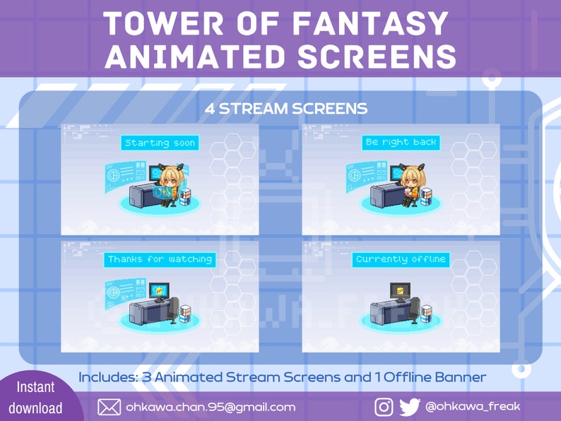 Tower of Fantasy Animated Stream Screens / Twitch / Youtube / Streamer ...