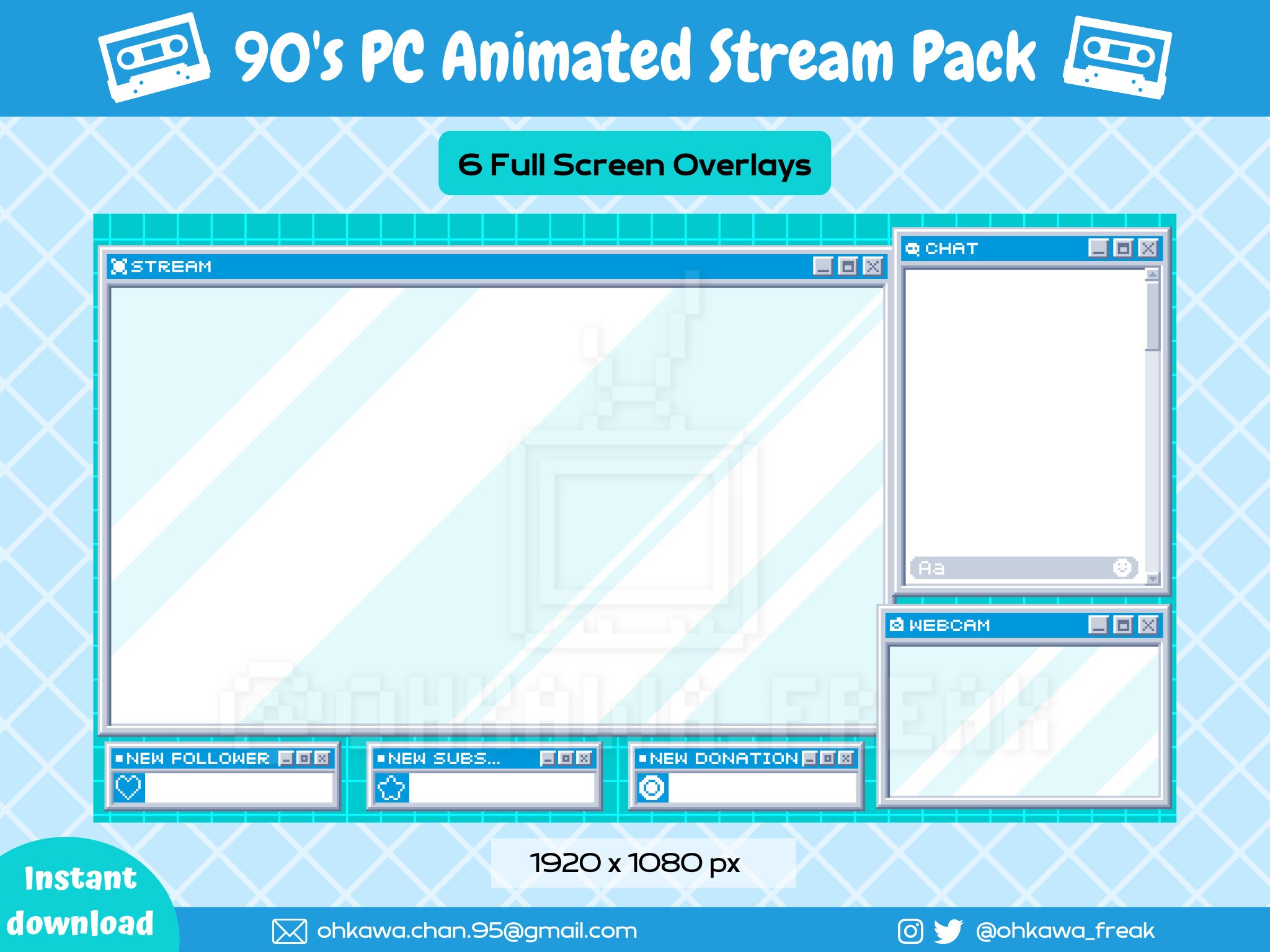 Full 90's PC Animated Stream Package / Retro Windows / Computer Screen ...