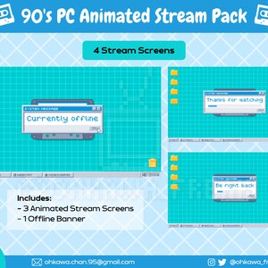 Full 90's PC Animated Stream Package / Retro Windows / Computer Screen ...