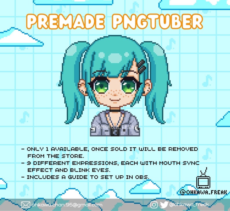 Premade Pngtuber - Only 1 Aviable - Blue Girl / Twitch / Youtube ...