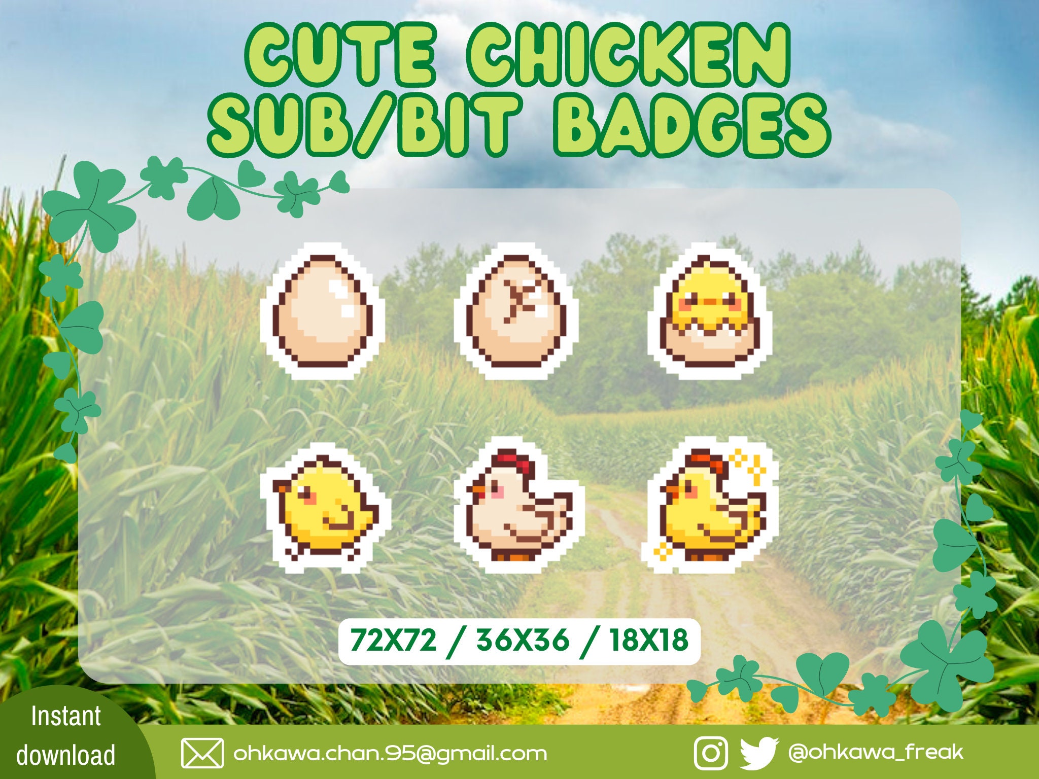 Cute Chicken Twitch Sub Bit Badges / Chick / Egg / Farm / Streamer ...