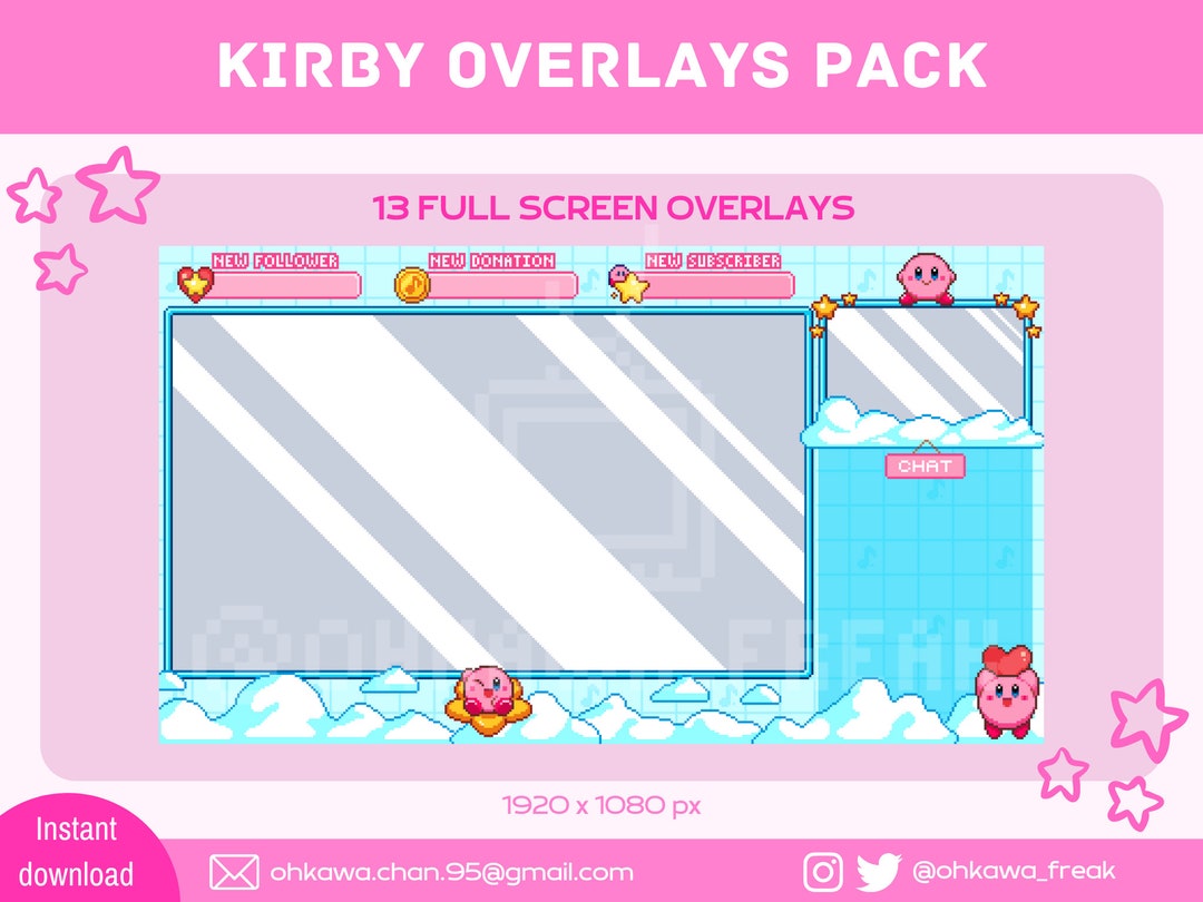 Kirby Stream Overlays / Cute / Kawaii / Pink / Pixel Art - Etsy