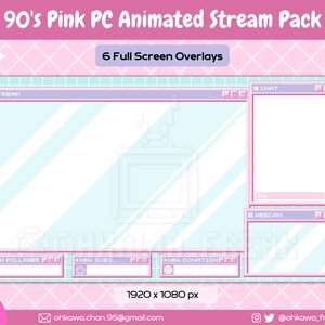 Full 90's Pink PC Animated Stream Package / Retro Windows / Kawaii ...