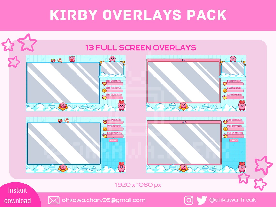 Kirby Stream Overlays / Cute / Kawaii / Pink / Pixel Art - Etsy UK