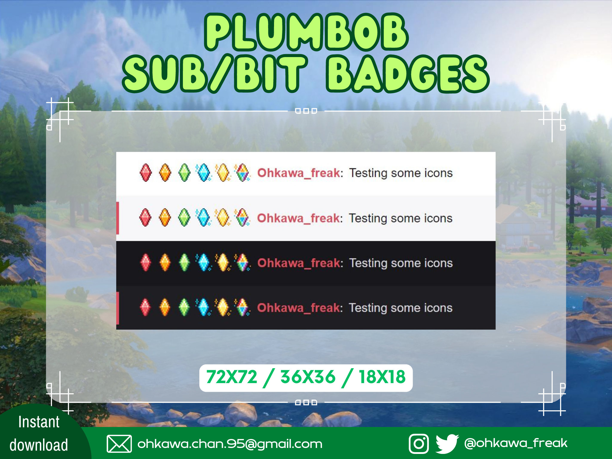 Plumbob Twitch Sub Bit Badges Sims Gem Rainbow Etsy