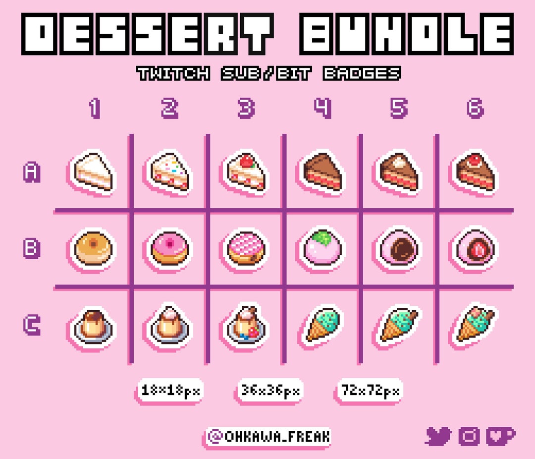 Dessert Bundle Twitch Sub Bit Badges / Cute Sub Badges / Kawaii ...