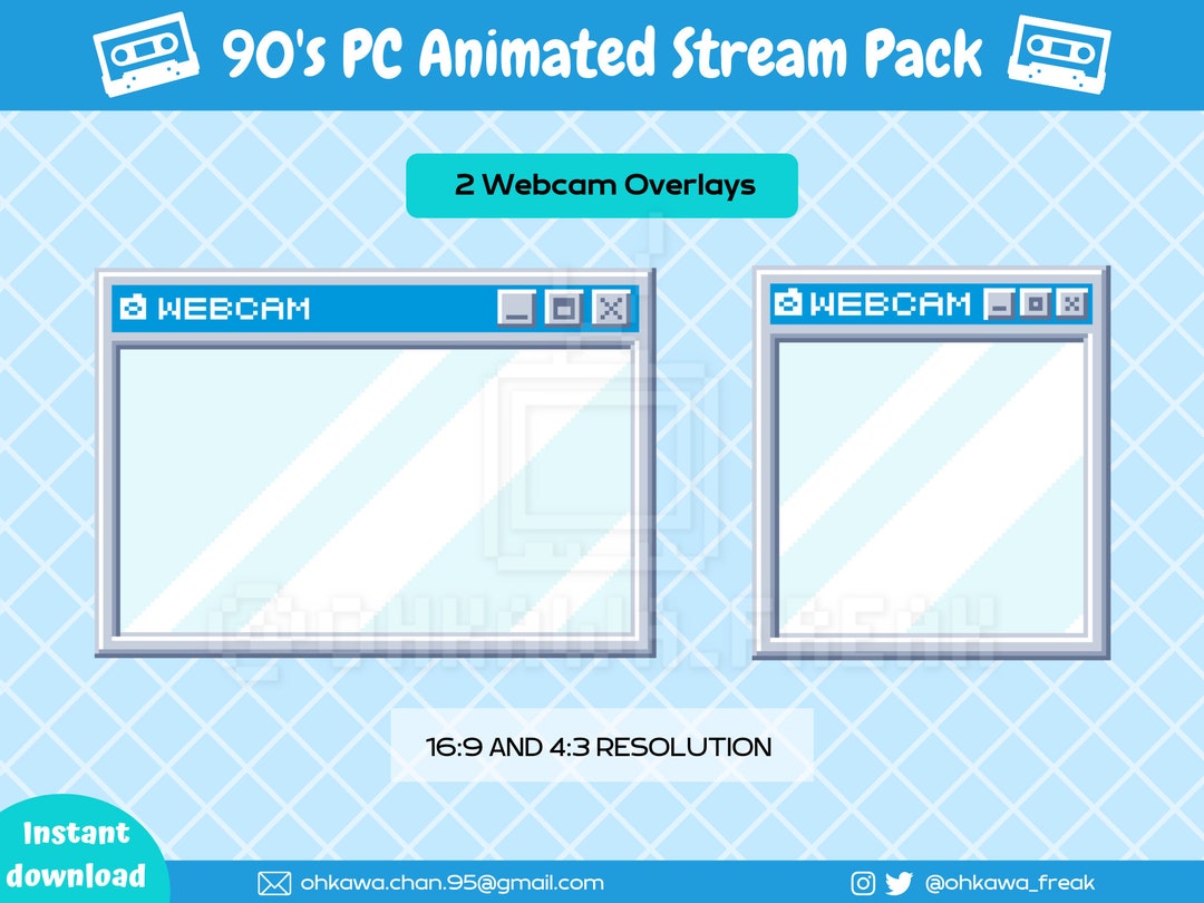 90's PC Webcam Overlays & Animated Alerts Stream Pack / Retro Windows ...