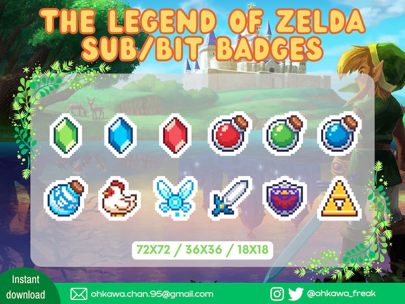 The Legend of Zelda Twitch Sub Bit Badges / TLOZ / Link / Triforce ...