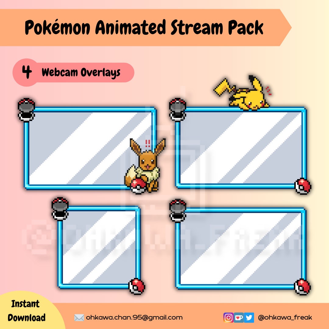 Full Pokémon Animated Stream Pack / Twitch / Youtube / Pixel Art - Etsy