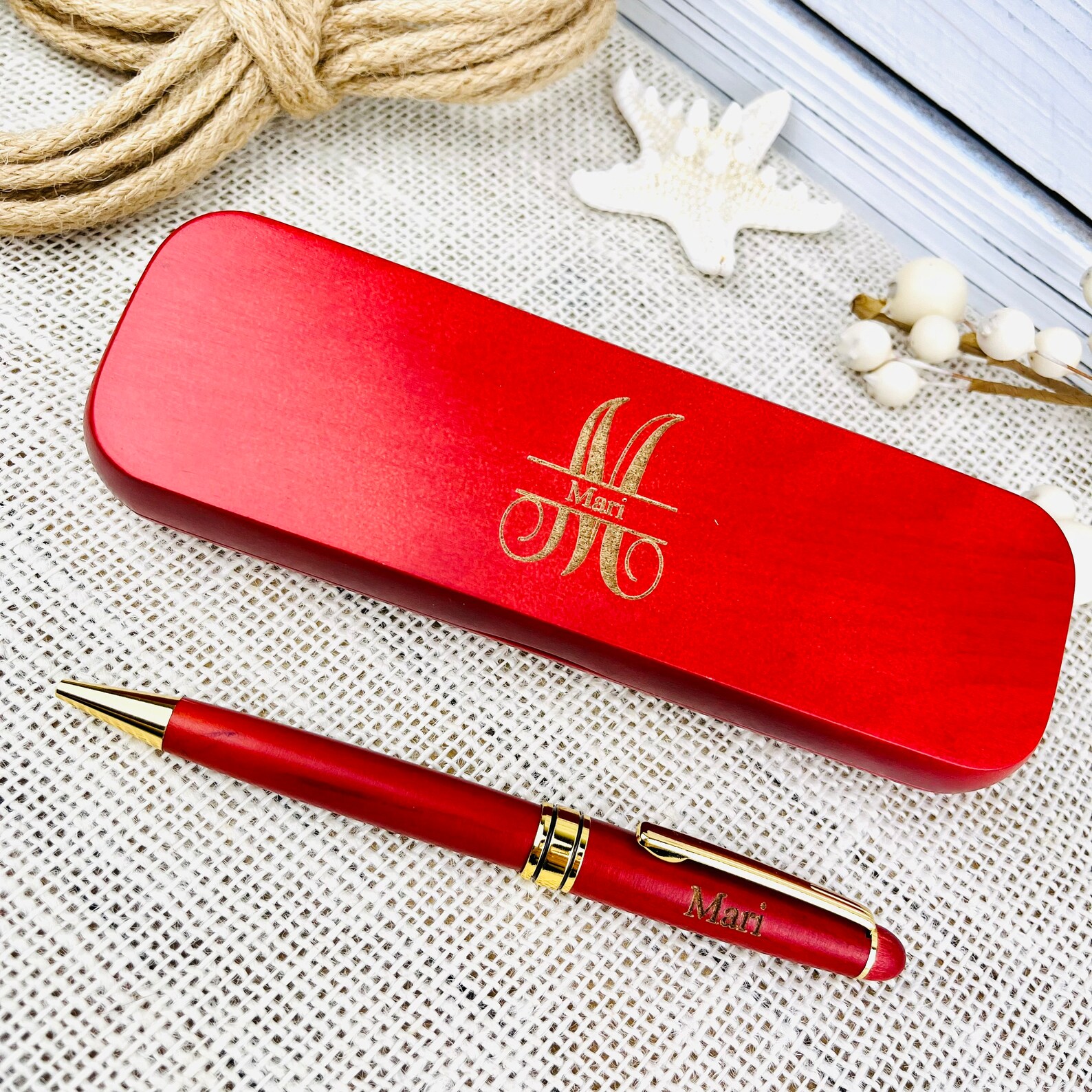 Wood Pen Setmonogrammed Wood Penmonogrammed Pen Setdesktop - Etsy