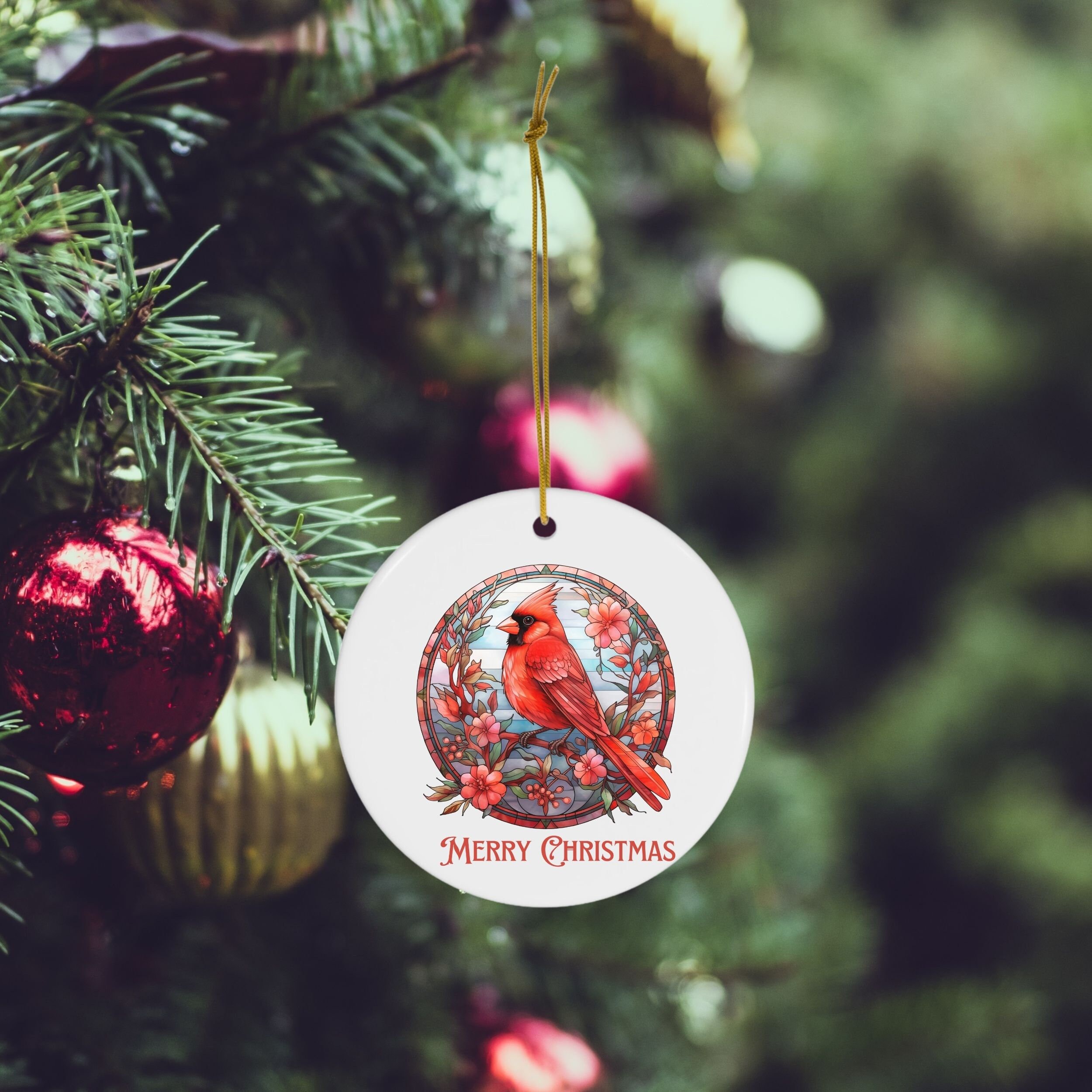 Stained Glass Cardinal Lover Gift, Bird Lover Watcher Mosaic Style ...