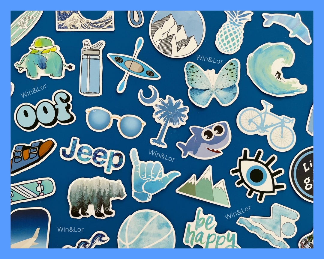 Blue Waterproof Vinyl Stickers, Cute Stickers, Teens Tweens Gift ...