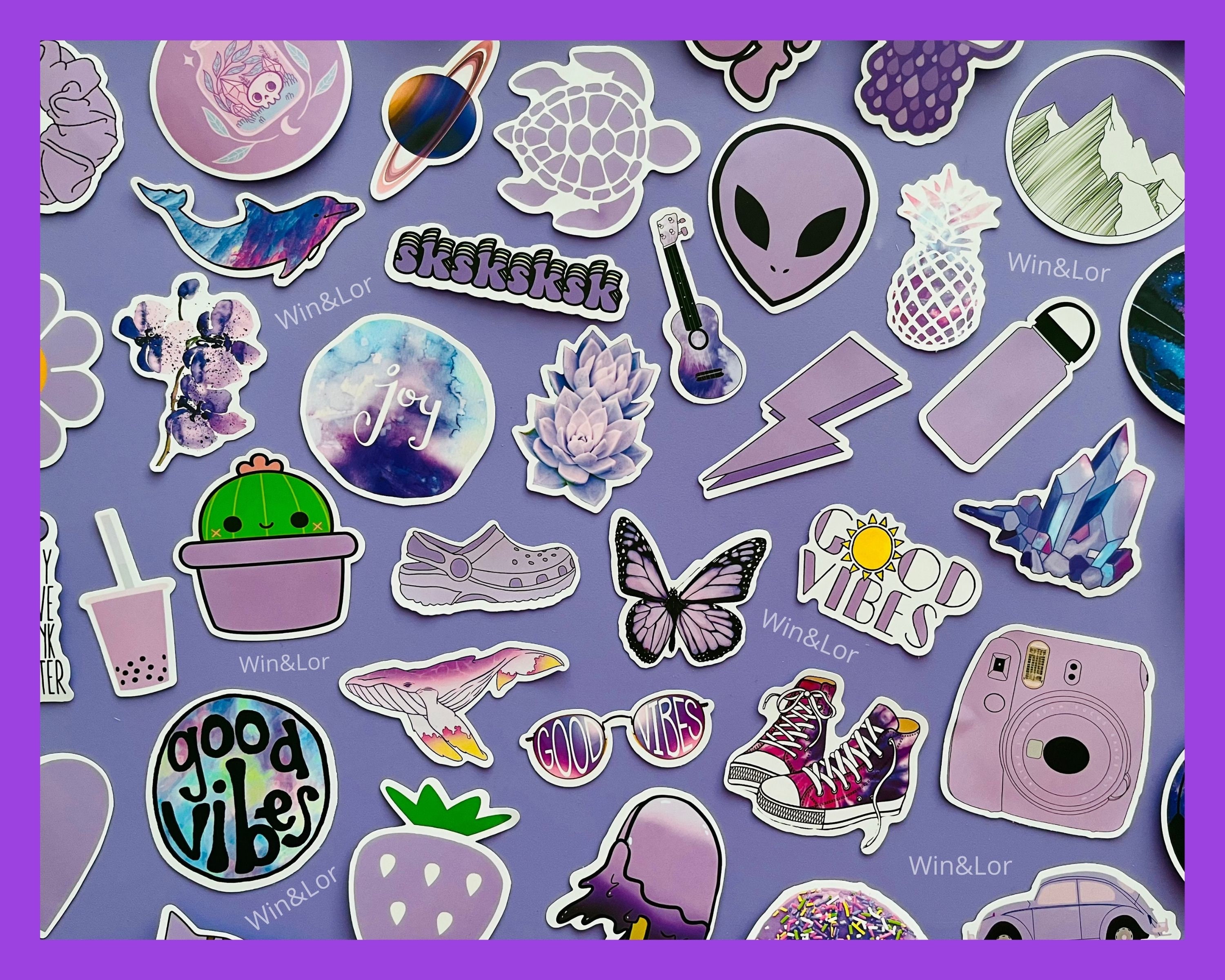 Purple Stickers Cute Stickers Waterproof Vinyl Stickers - Etsy
