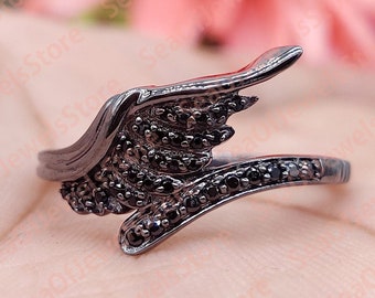 Diamond Angel Wing Ring - Etsy