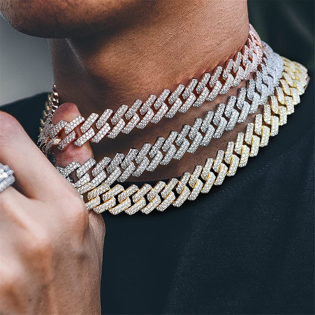 Moissanite/simulated Diamond 18 Inch Chain, Classic Cuban Link Hip Hop ...