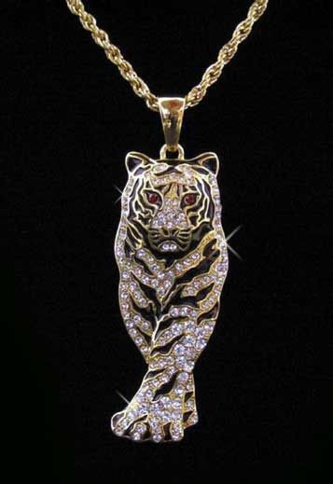 14KT Yellow Gold Finish Custom Made Single Tiger Hip Hop - Etsy