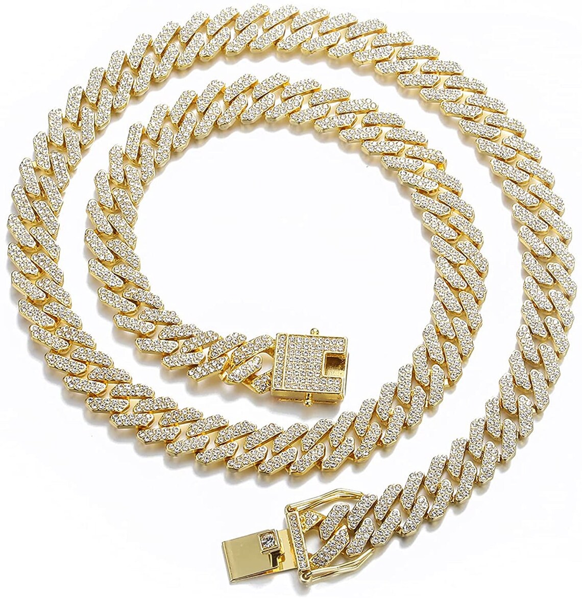 Moissanite/simulated Diamond 18 Inch Chain Classic Cuban Link - Etsy