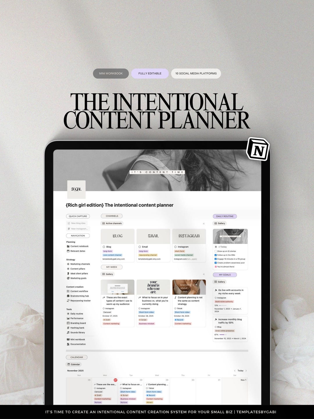 Content Planner Notion Template, Social Media Marketing, Content ...