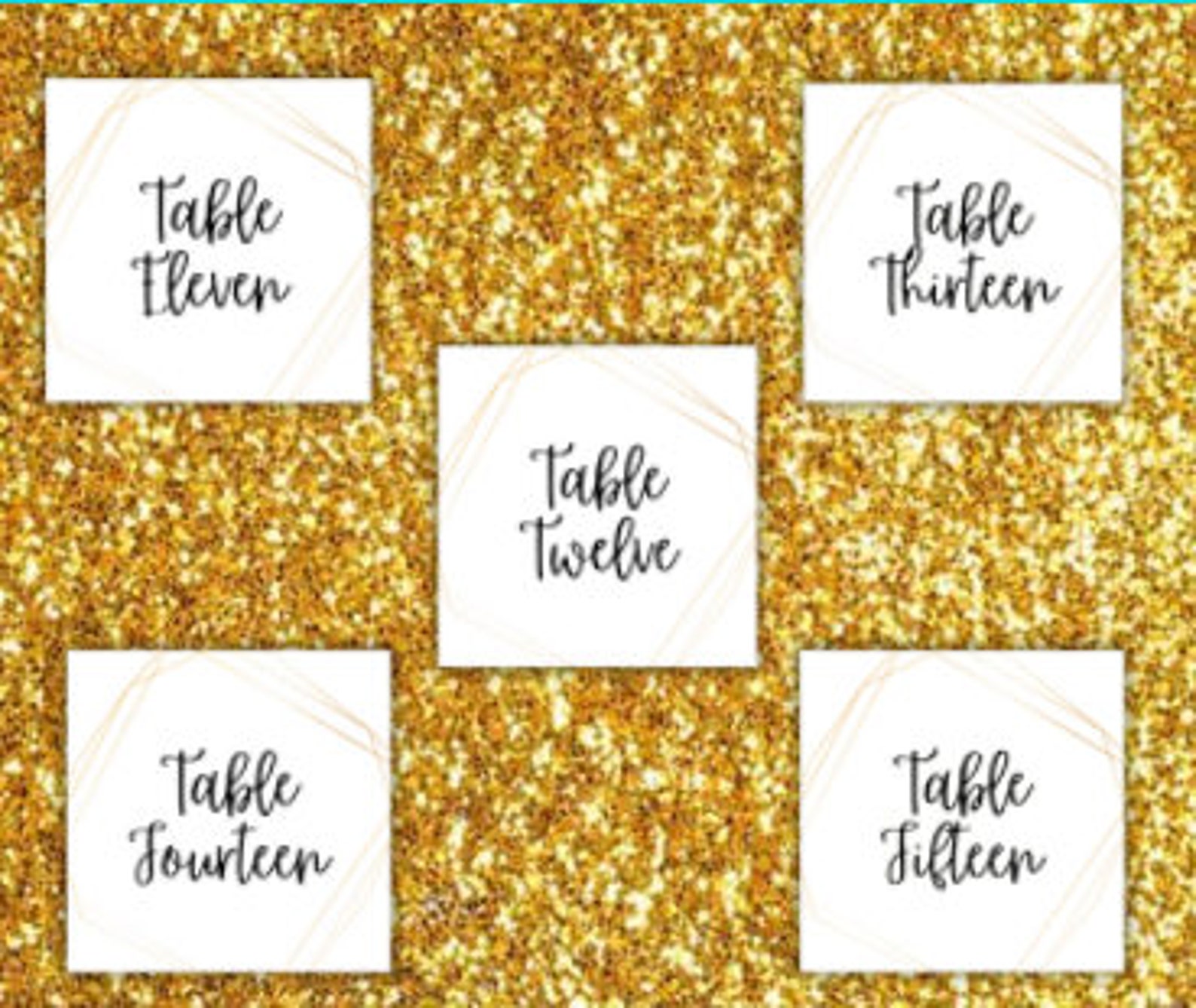 Gold Wedding Table Number Printable 4x4 Card Download - Etsy