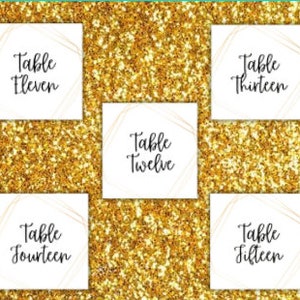 Gold Wedding Table Number Printable 4x4 Card Download - Etsy