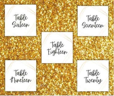 Gold Wedding Table Number Printable 4x4 Card Download - Etsy