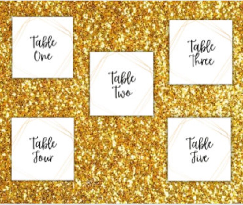 Gold Wedding Table Number Printable 4x4 Card Download - Etsy