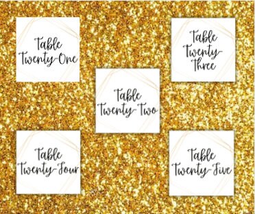 Gold Wedding Table Number Printable 4x4 Card Download - Etsy