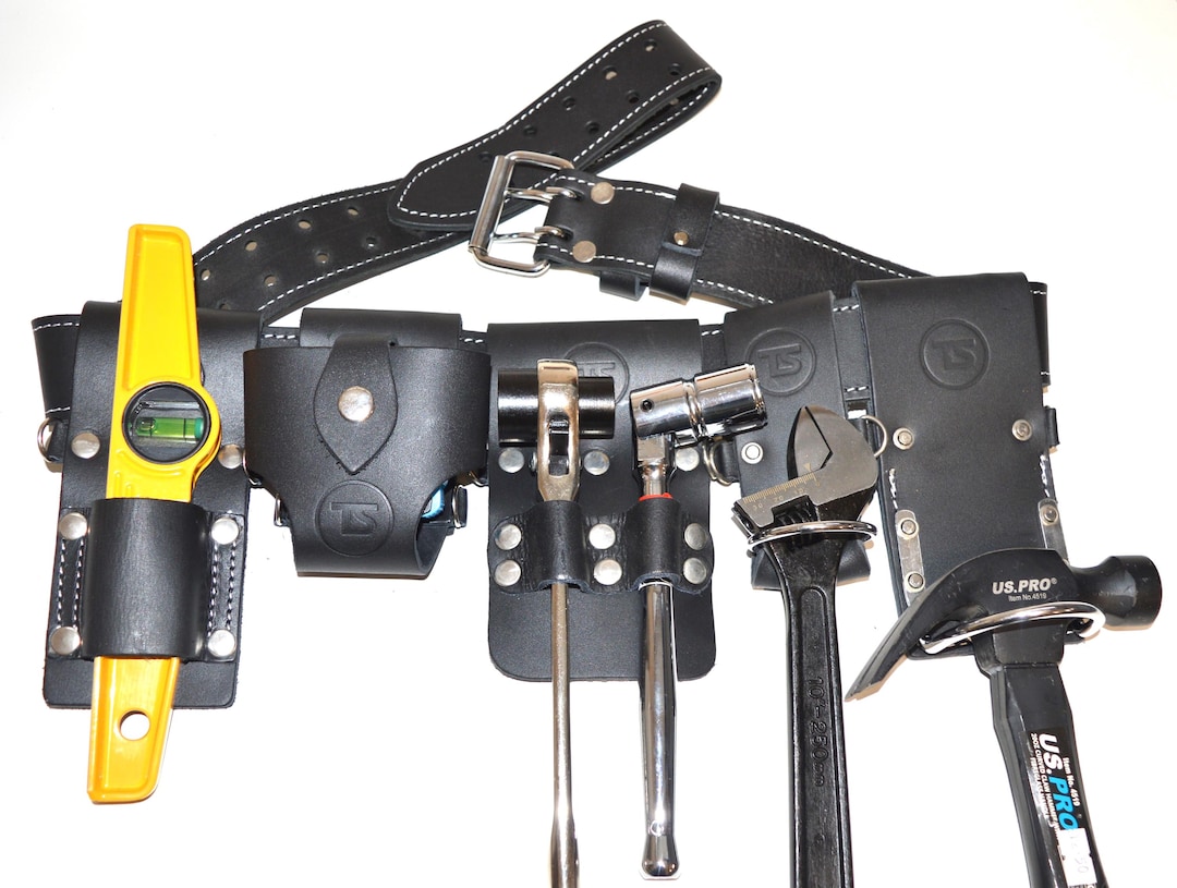TS Black Leather Scaffolder's Tool Belt With Holders - Etsy