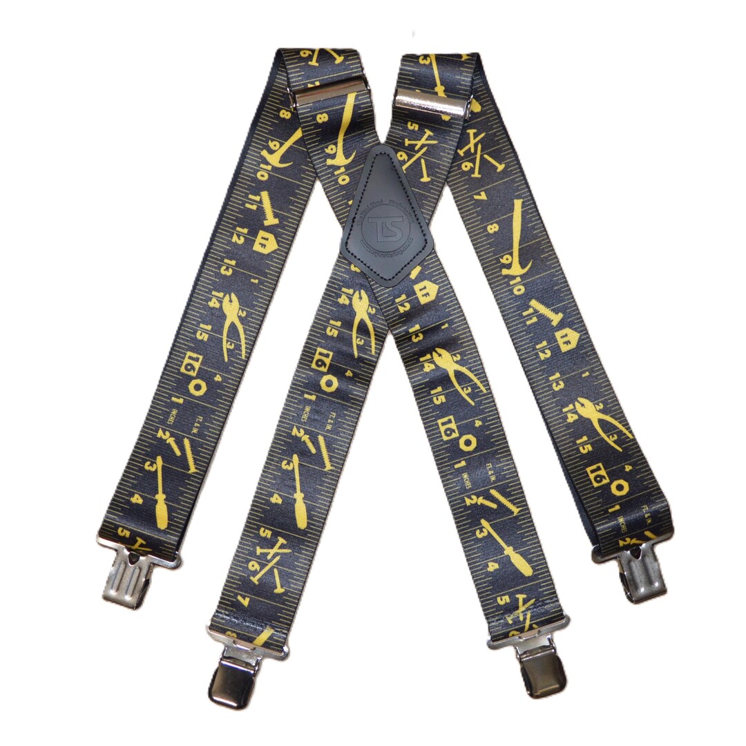 Brimarc Mens Heavy Duty Black Tape Measure Braces Trouser Belt ...