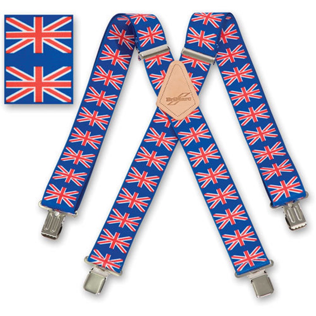 Brimarc Mens Heavy Duty Union Jack Braces Trouser Belt Suspender 2 50mm ...
