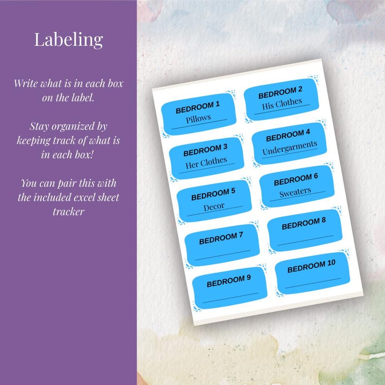 Moving Labels Printable Color Coded Room Labels for Packing Boxes Home ...