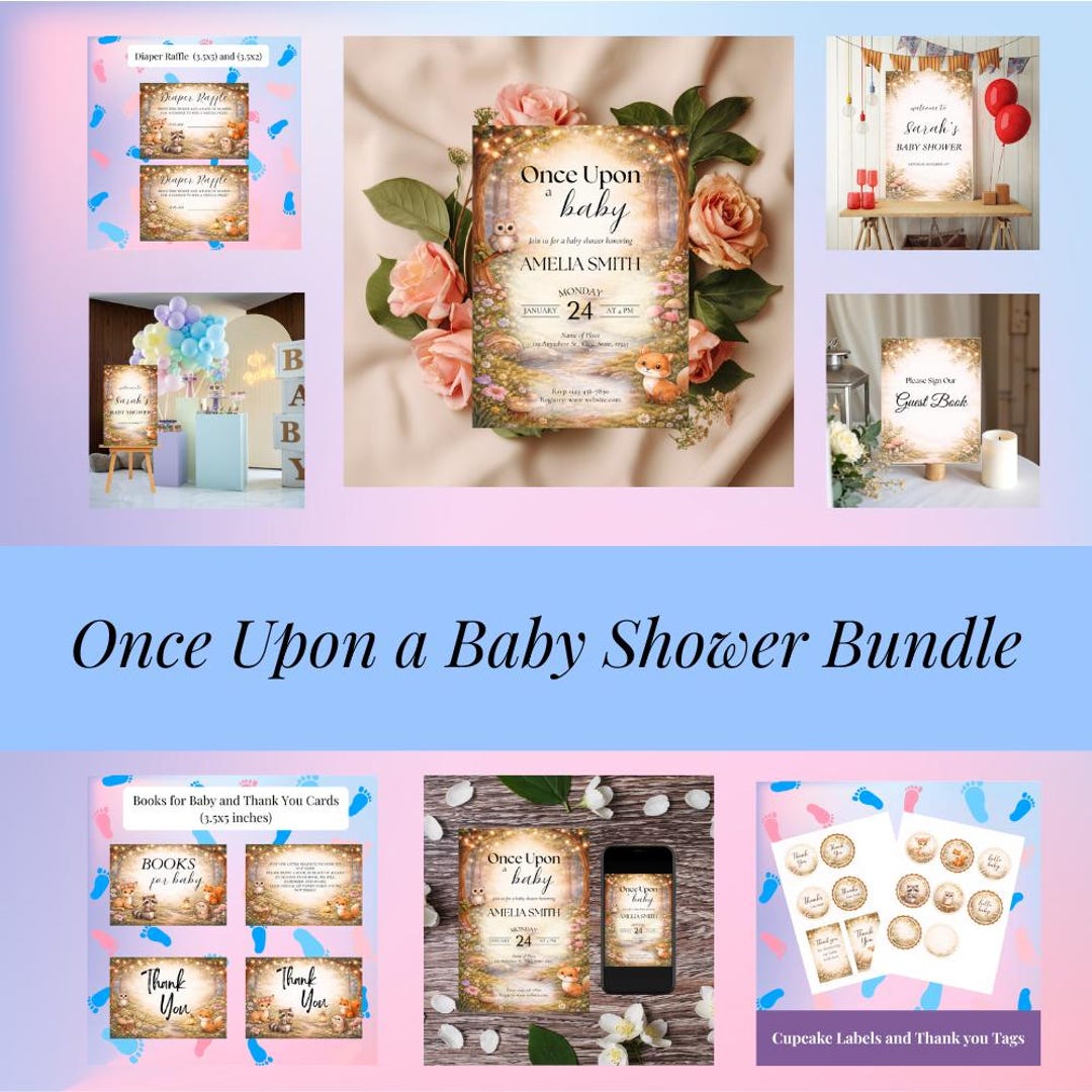 Once Upon a Baby Shower Invitation Woodland Fairytale Baby Shower Theme ...