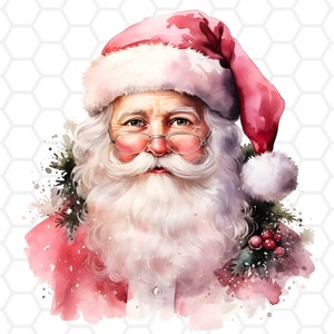 Cute Watercolor Christmas Santa Png Files for Sublimation, Santa ...