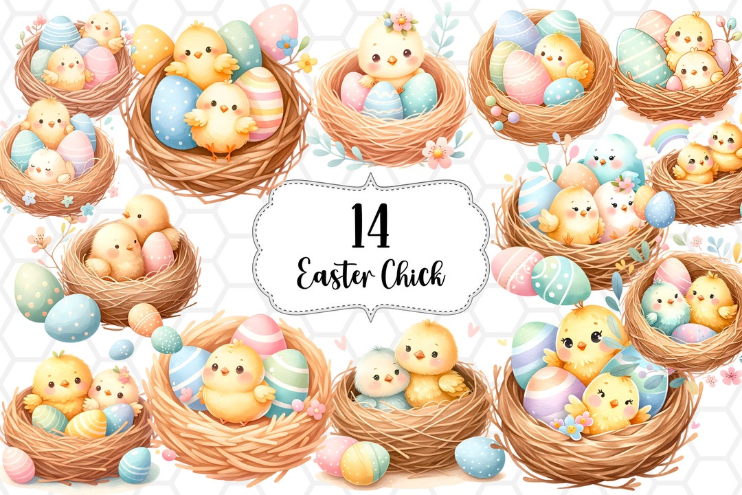 Watercolor Easter Chick Clipart: PNG Files for Sublimation (digital ...