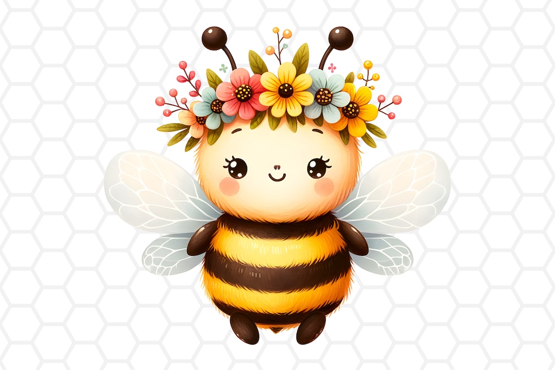 Cute Floral Bee Png File for Sublimation, Bee Clipart, Bee Png, Bee ...