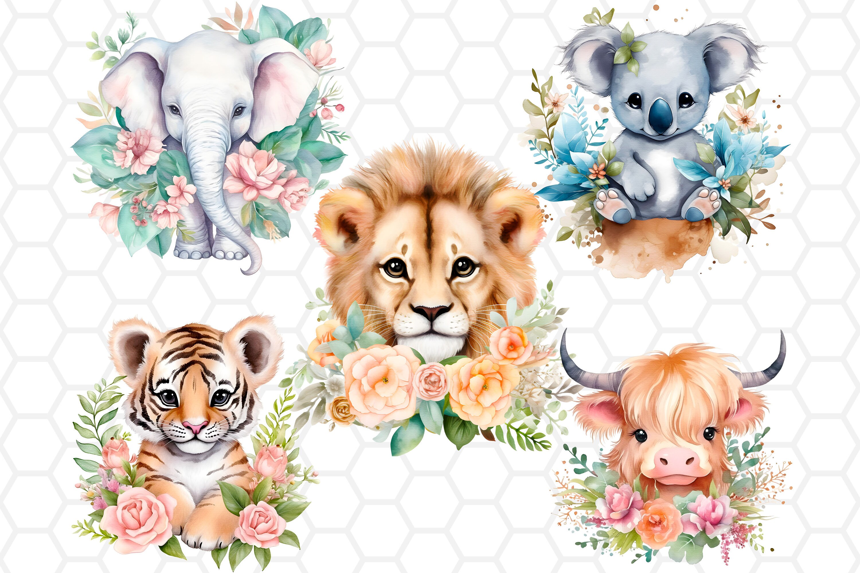 Cute Animal Png Files for Sublimation Tiger Clipart Lion - Etsy