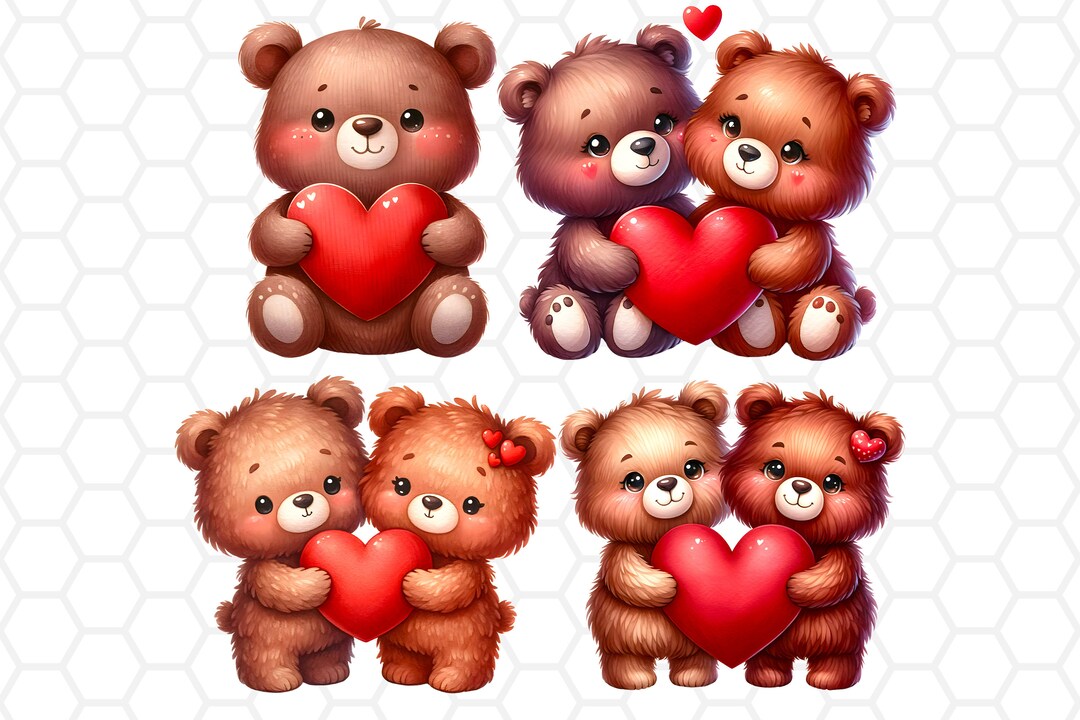 Valentine Bear Png Files for Sublimation, Bear Png, Valentine Clipart ...